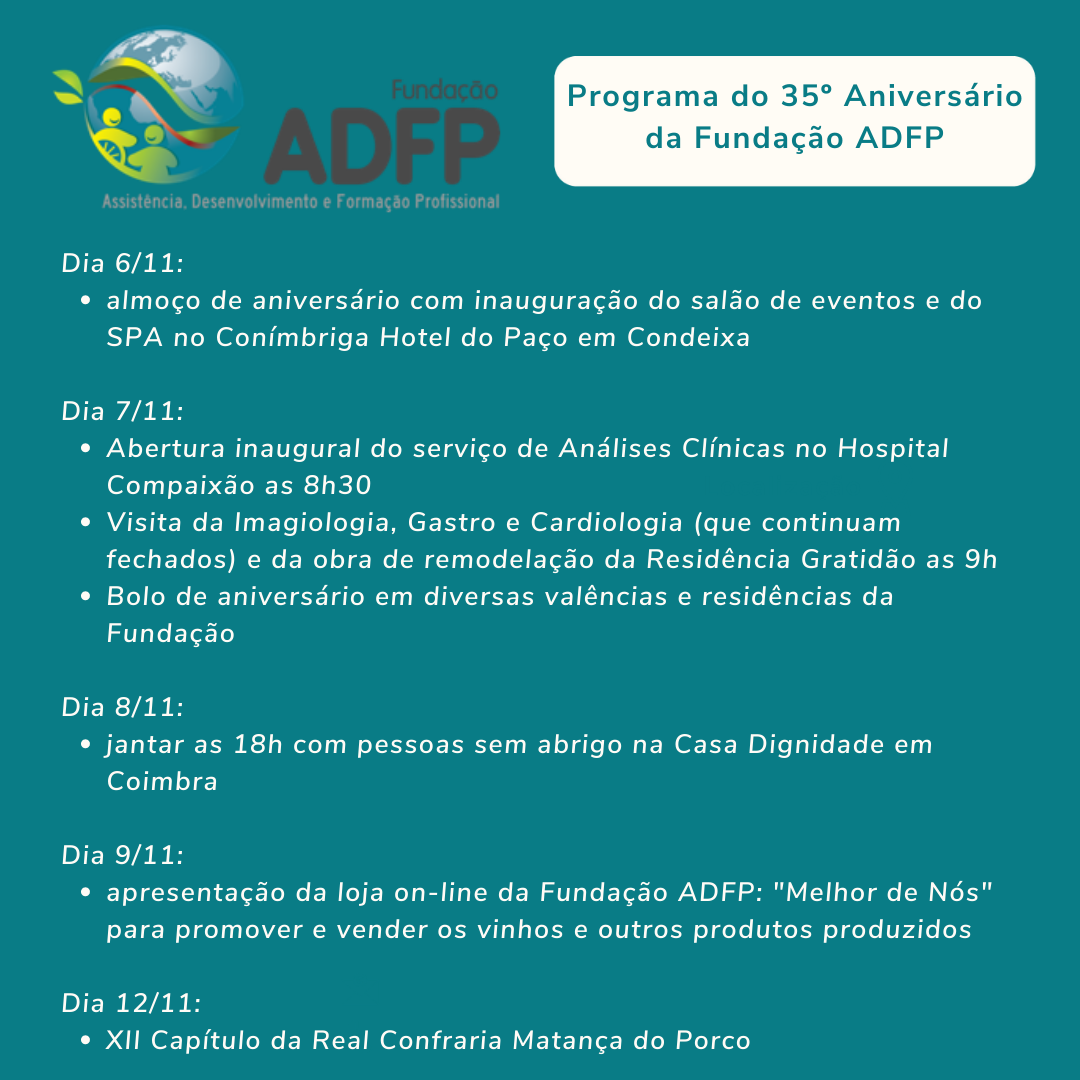 Programa do 35.º aniversário da Fundação ADFP - Fundação ADFP